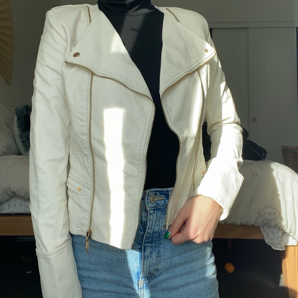 White Faux Leather Jacket - Gem